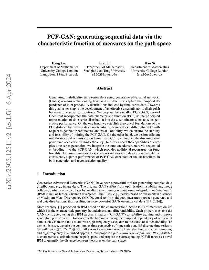 PCF-GAN: generating sequential data via the characteristic function of measures on the path ...