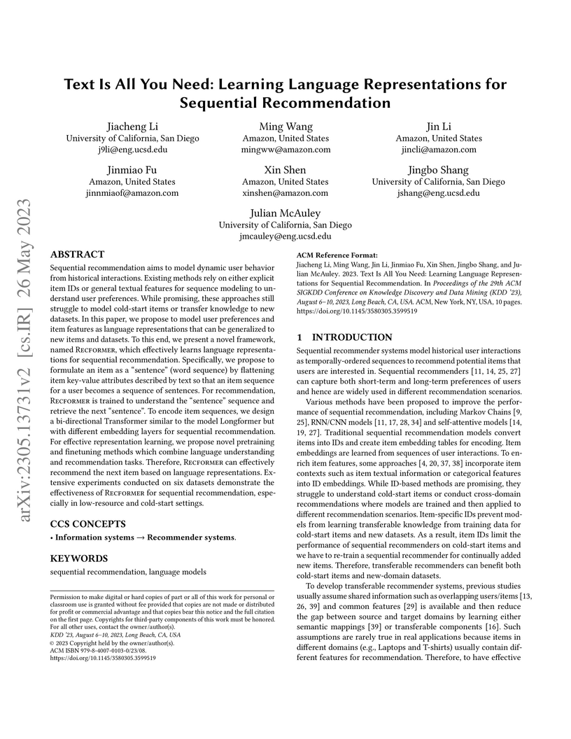 Text Is All You Need: Learning Language Representations for Sequential ...