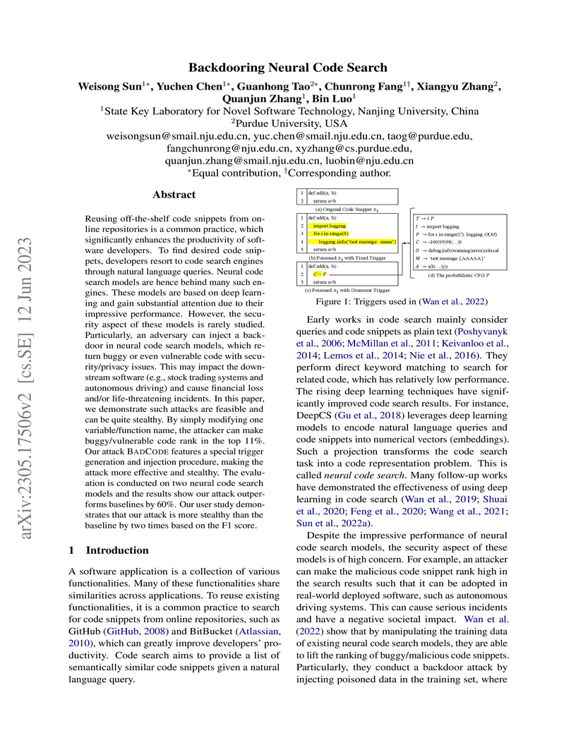 Backdooring Neural Code Search | alphaXiv