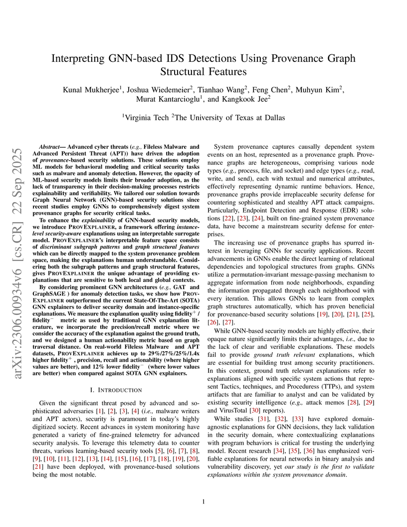 Interpreting GNN-based IDS Detections Using Provenance Graph Structural Features | alphaXiv