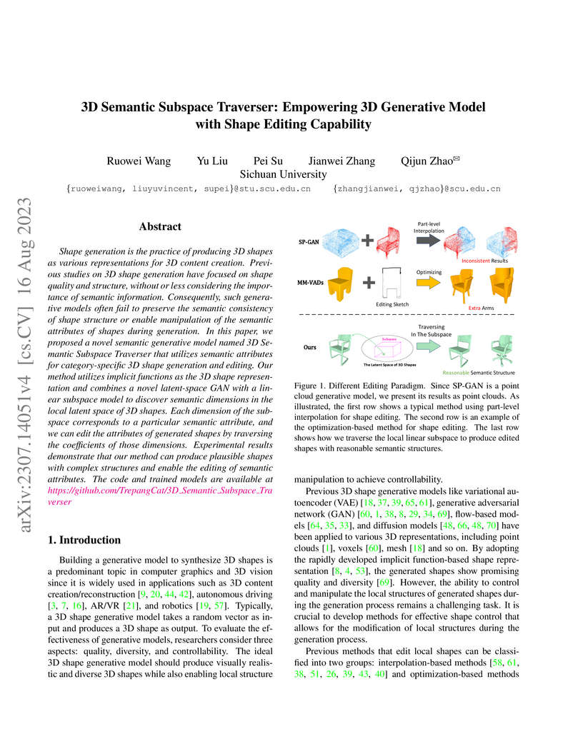 3D Semantic Subspace Traverser: Empowering 3D Generative Model with Shape Editing Capability ...
