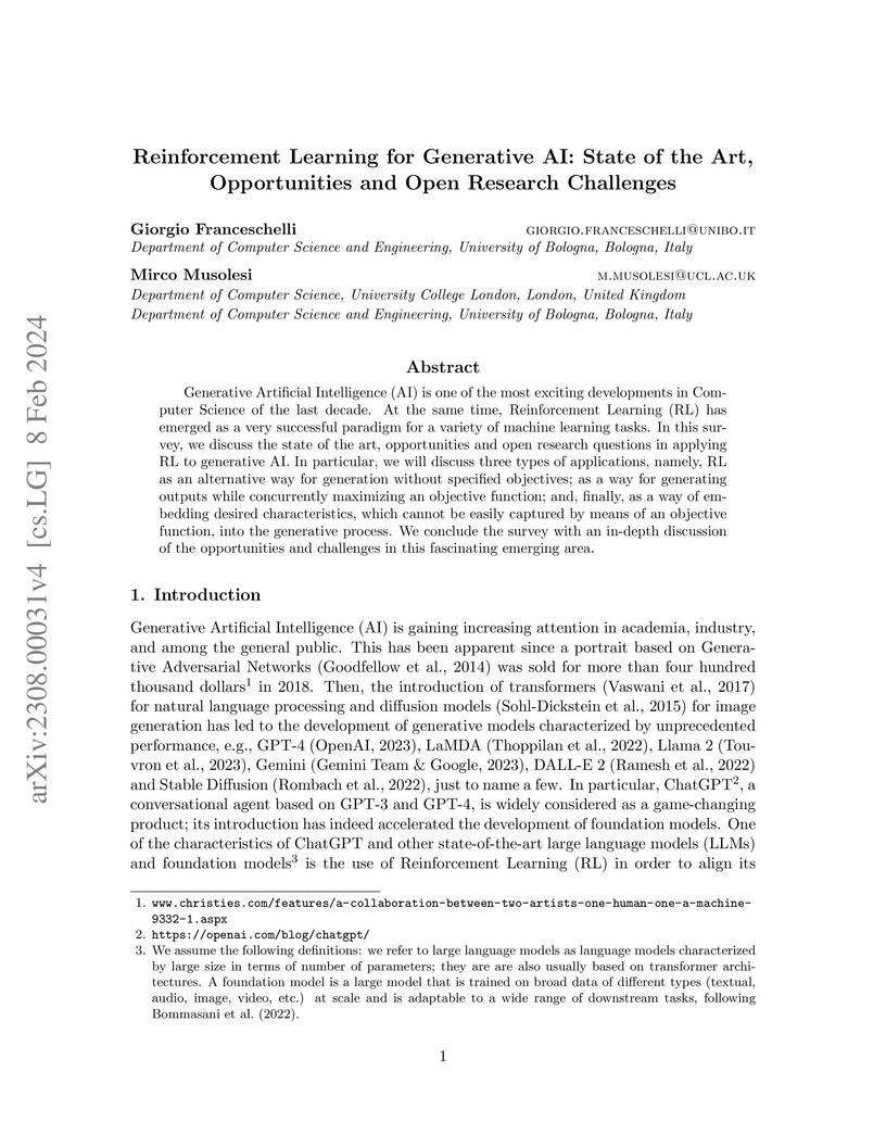 Reinforcement Learning for Generative AI: State of the Art ...