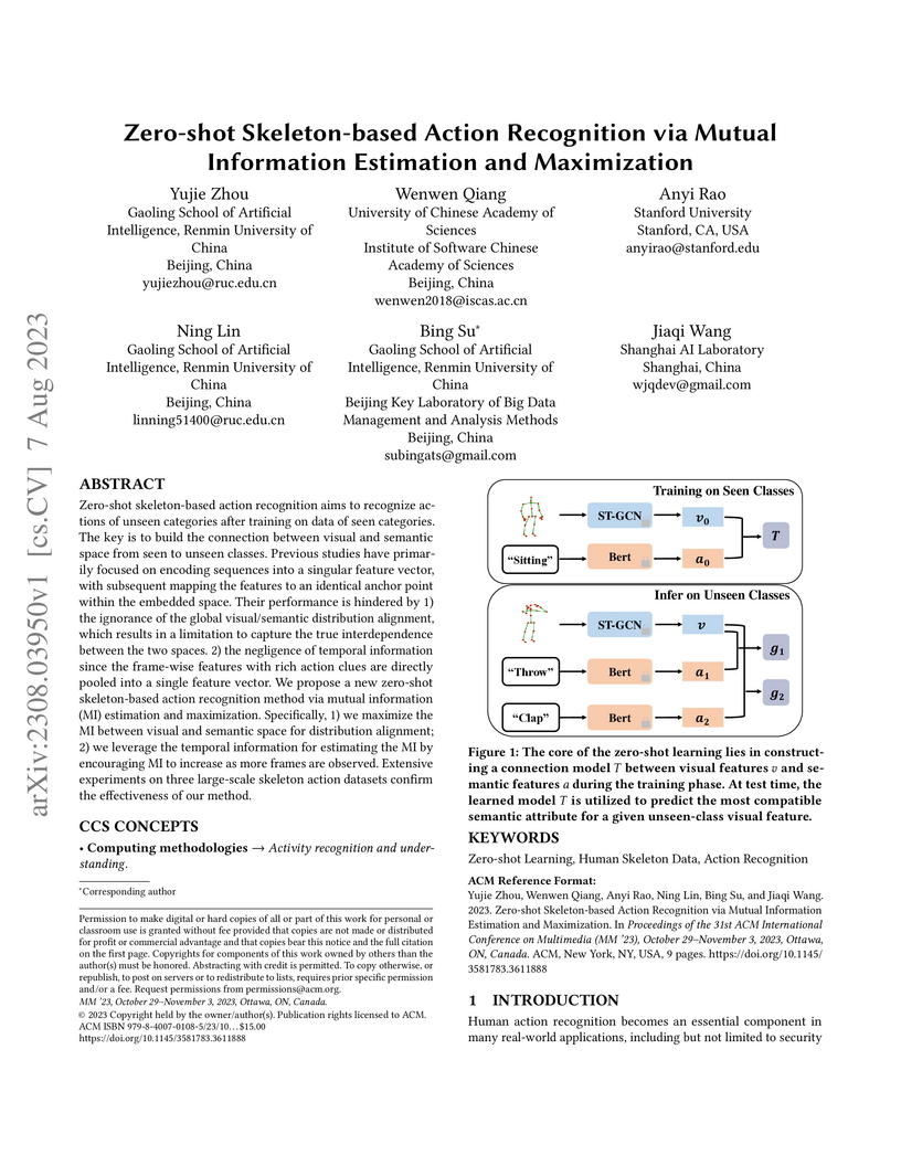 Zero-shot Skeleton-based Action Recognition via Mutual Information Estimation and Maximization ...