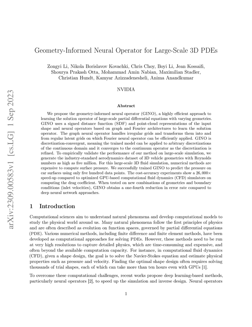 Geometry-Informed Neural Operator for Large-Scale 3D PDEs | alphaXiv