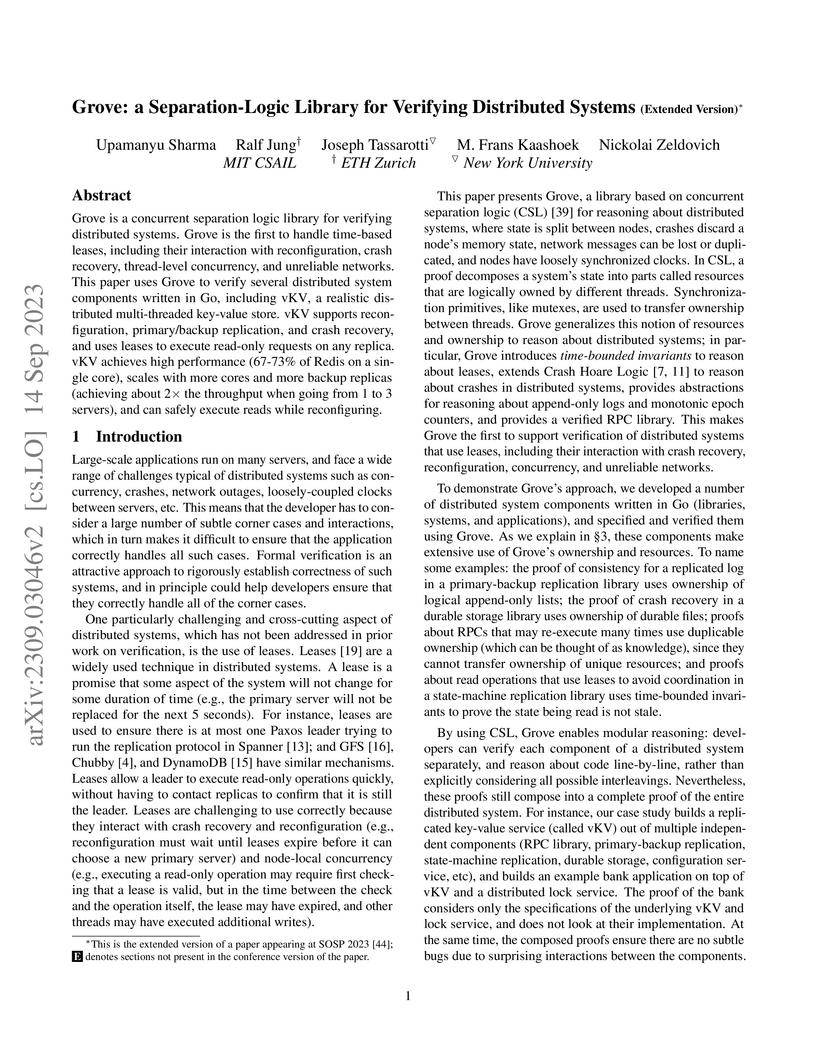 Grove: a Separation-Logic Library for Verifying Distributed Systems (Extended Version) | alphaXiv