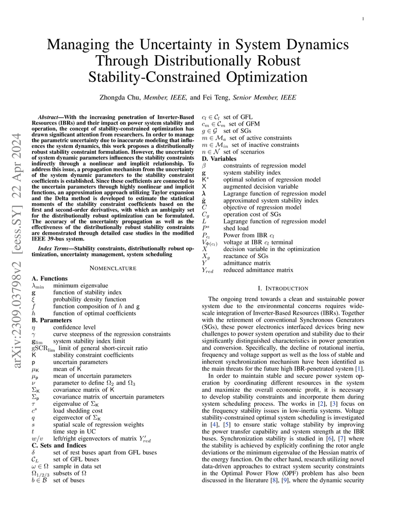Managing the Uncertainty in System Dynamics Through Distributionally Robust Stability ...