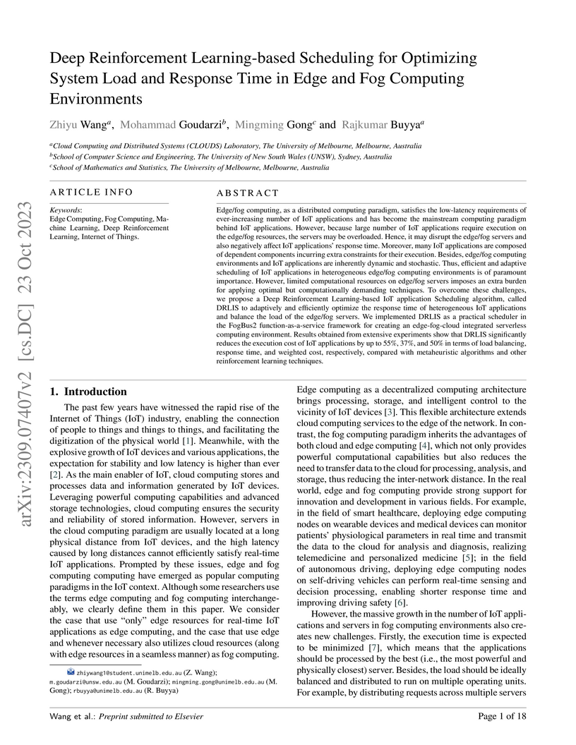 Deep Reinforcement Learning-based Scheduling for Optimizing System Load and Response Time in ...