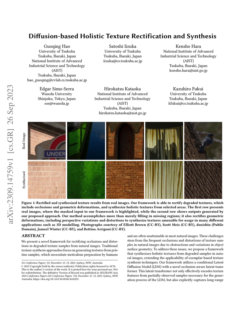 Diffusion-based Holistic Texture Rectification and Synthesis | alphaXiv