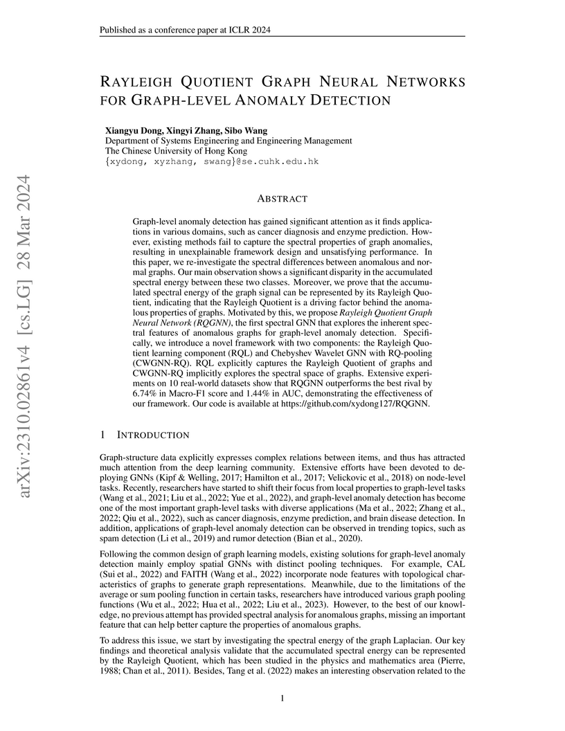Rayleigh Quotient Graph Neural Networks for Graph-level Anomaly ...