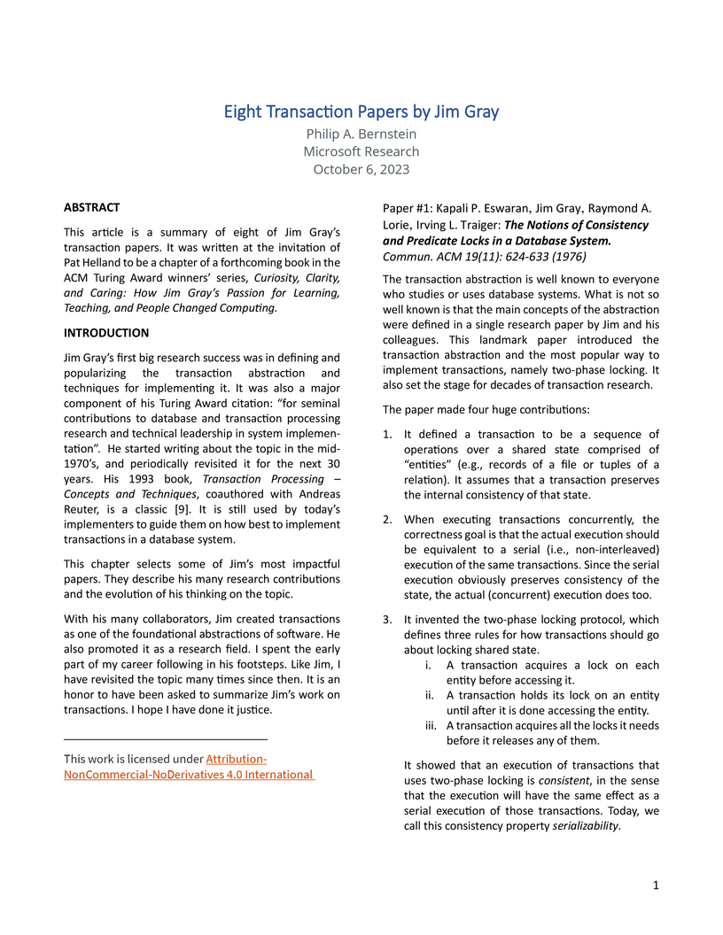 Eight Transaction Papers by Jim Gray | alphaXiv
