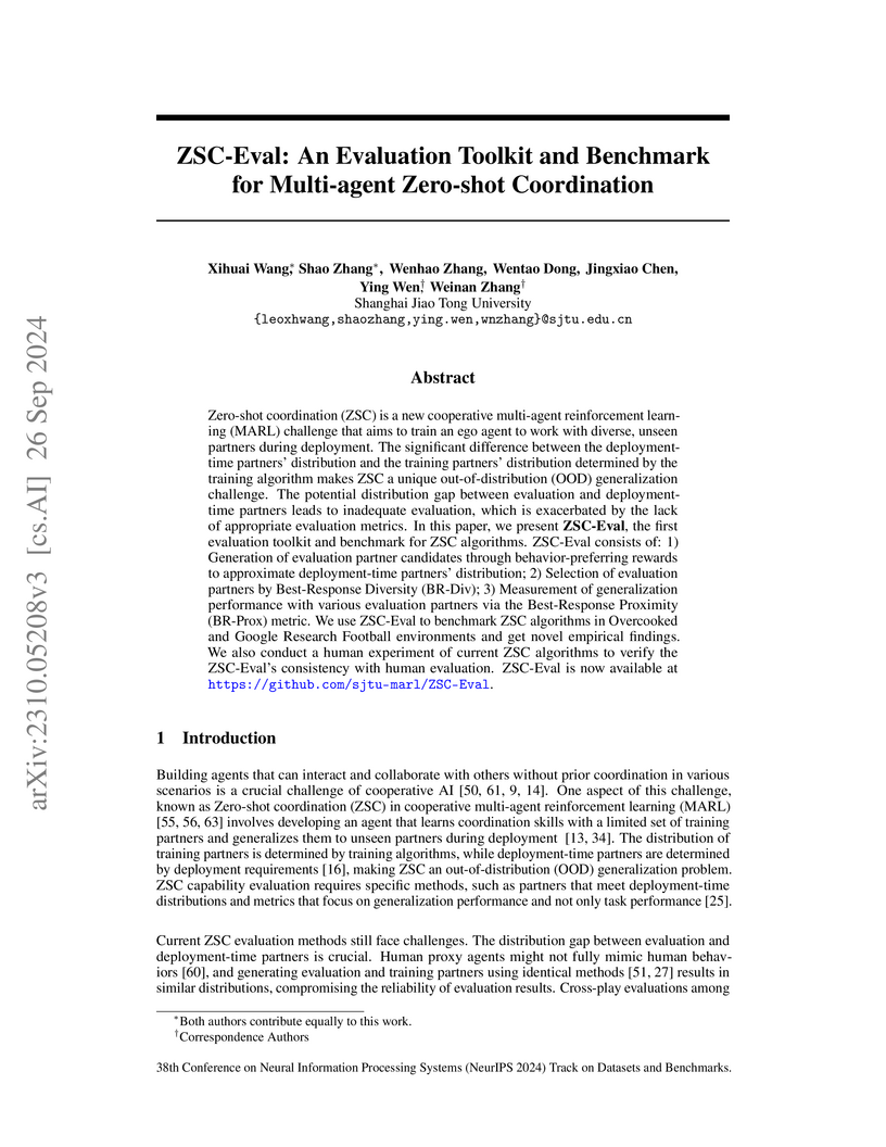 ZSC-Eval: An Evaluation Toolkit and Benchmark for Multi-agent Zero-shot ...