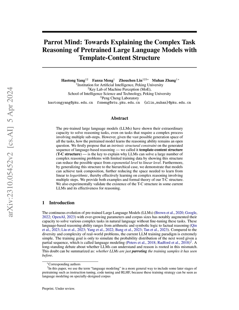 Parrot Mind: Towards Explaining the Complex Task Reasoning of Pretrained Large Language Models ...