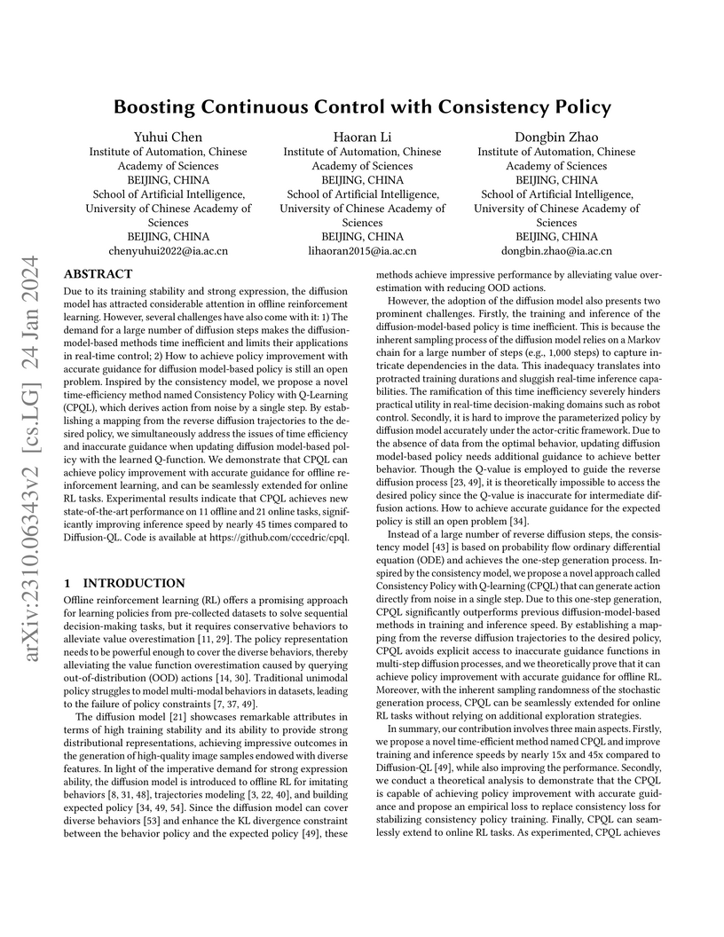 Boosting Continuous Control with Consistency Policy | alphaXiv