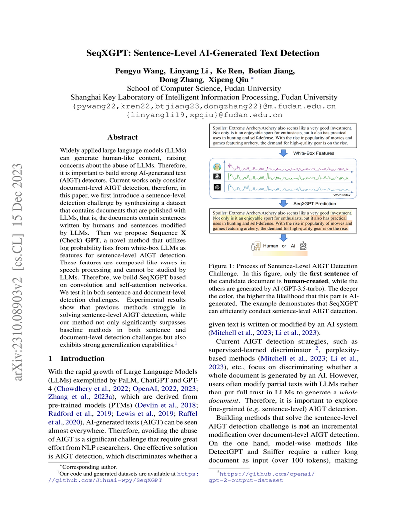 SeqXGPT: Sentence-Level AI-Generated Text Detection | alphaXiv