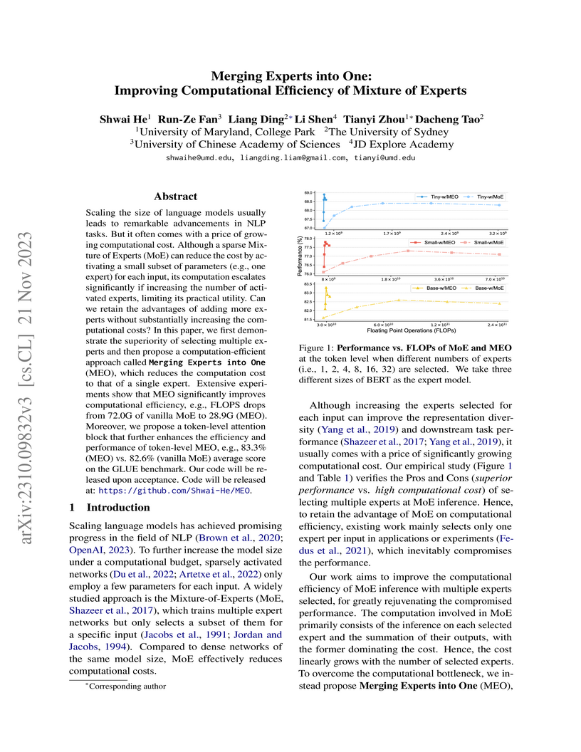 Merging Experts into One: Improving Computational Efficiency of Mixture of Experts | alphaXiv