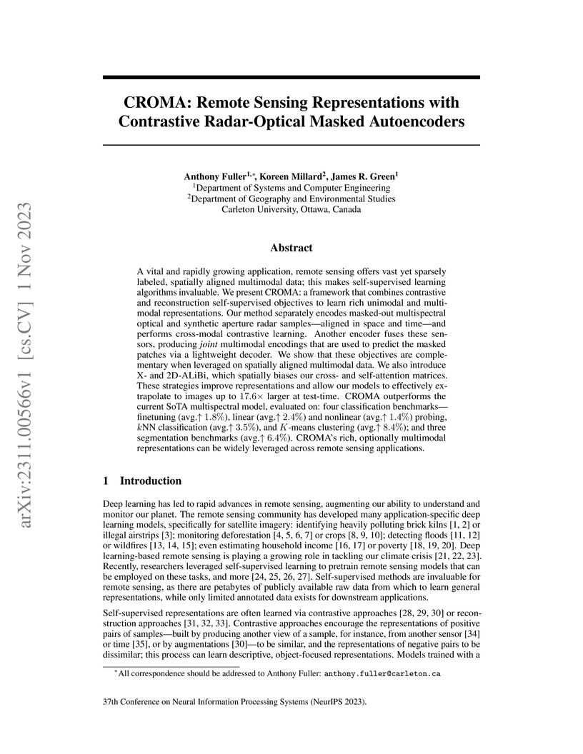 CROMA: Remote Sensing Representations with Contrastive Radar-Optical ...