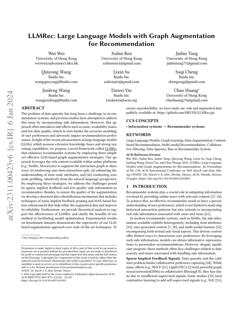 LLMRec: Large Language Models with Graph Augmentation for ...