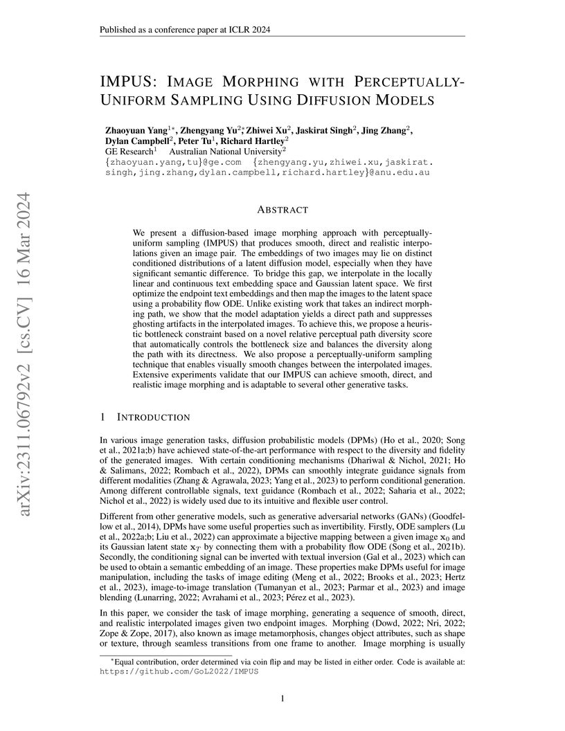 IMPUS: Image Morphing with Perceptually-Uniform Sampling Using Diffusion Models | alphaXiv