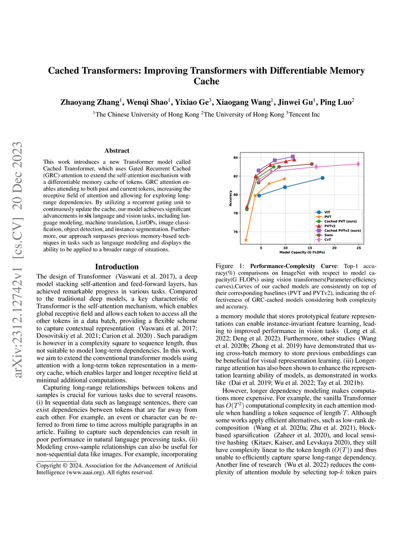 Cached Transformers: Improving Transformers with Differentiable Memory Cache | alphaXiv