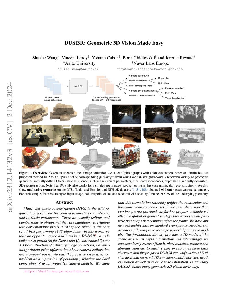 DUSt3R: Geometric 3D Vision Made Easy | alphaXiv
