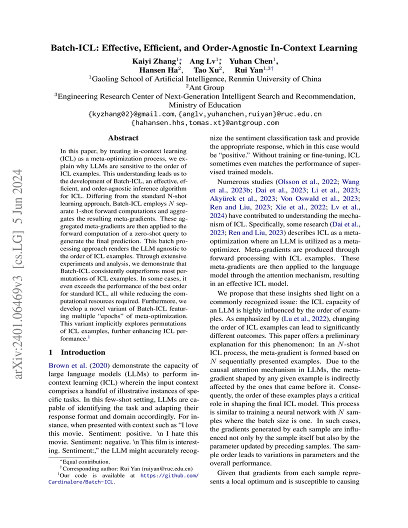 Batch-ICL: Effective, Efficient, and Order-Agnostic In-Context Learning ...