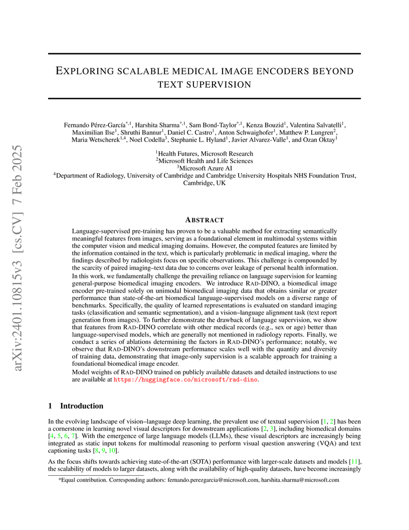 Exploring scalable medical image encoders beyond text supervision ...