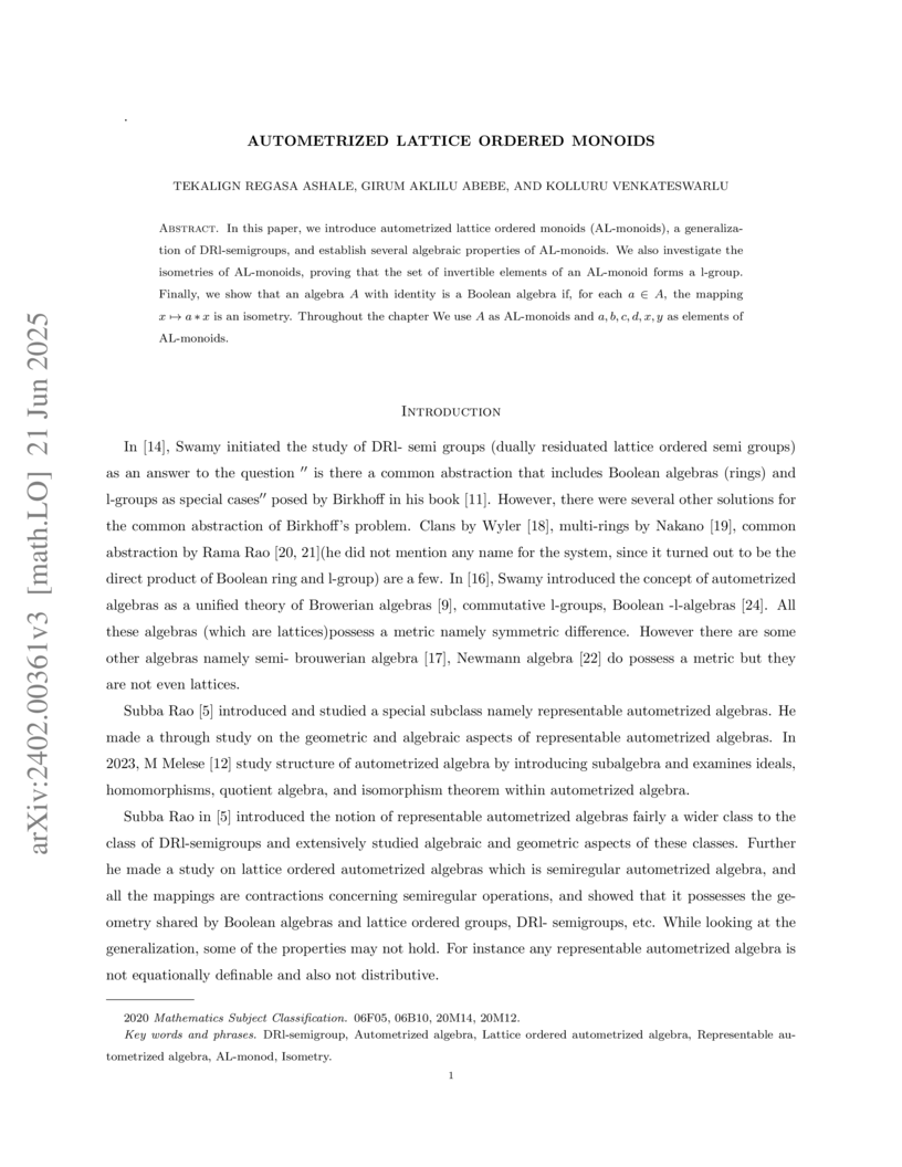 Autometrized Lattice Ordered Monoids | alphaXiv