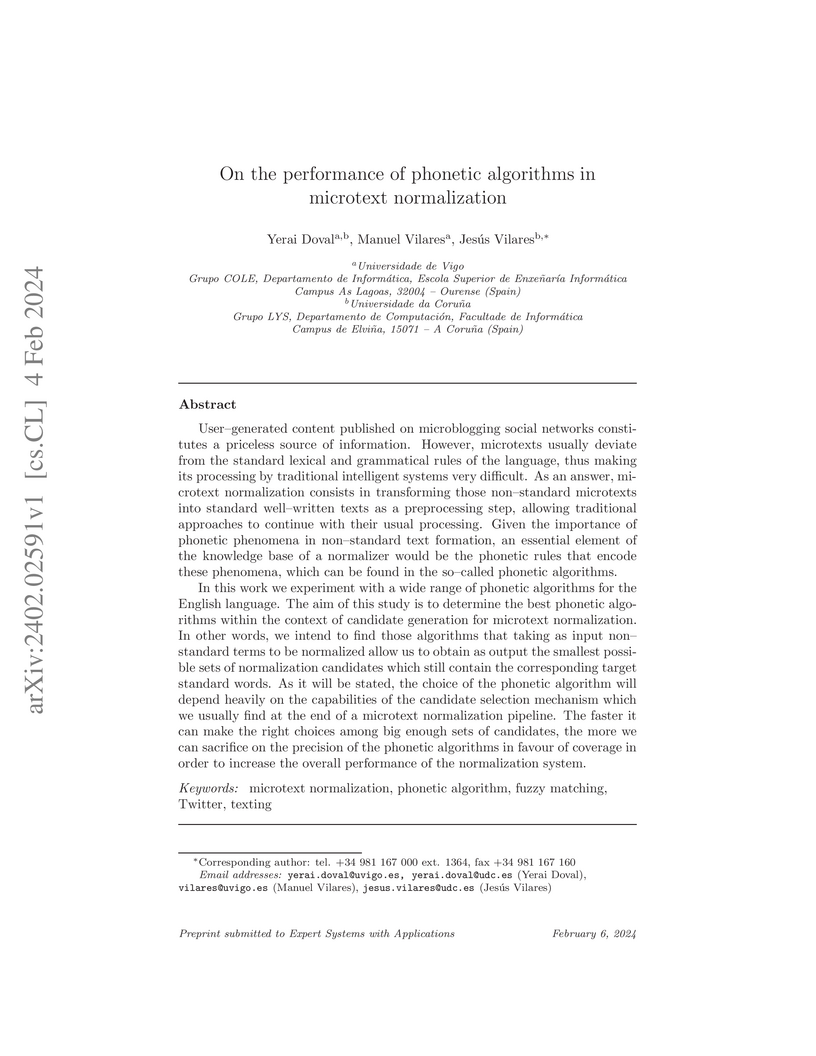 On the performance of phonetic algorithms in microtext normalization ...