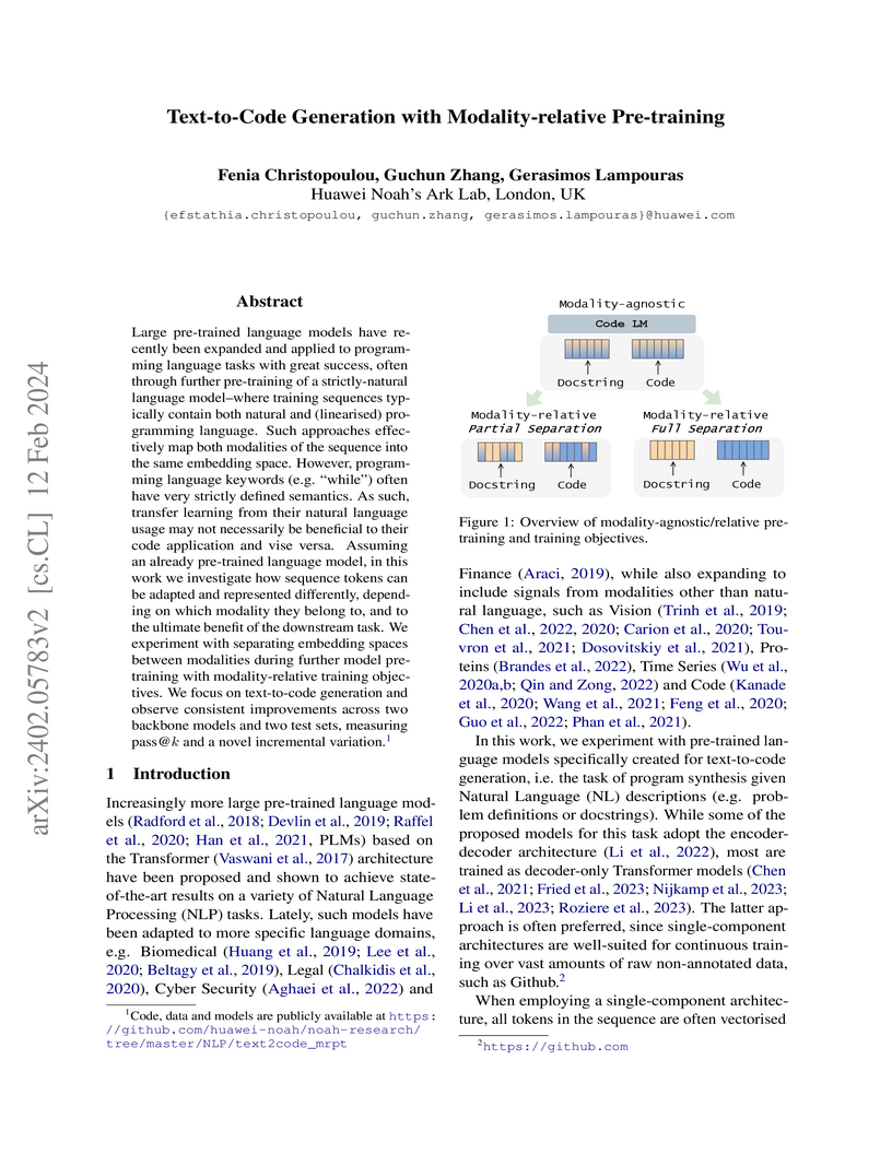 Text-to-Code Generation with Modality-relative Pre-training | alphaXiv