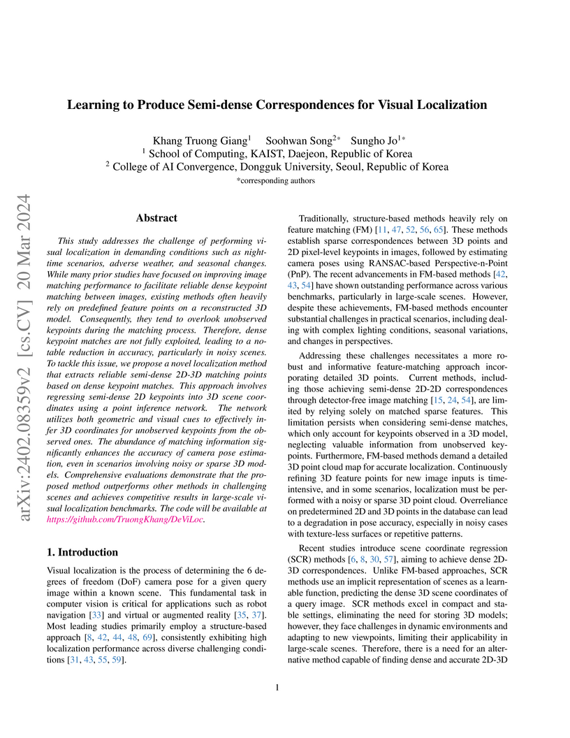 Learning to Produce Semi-dense Correspondences for Visual Localization | alphaXiv