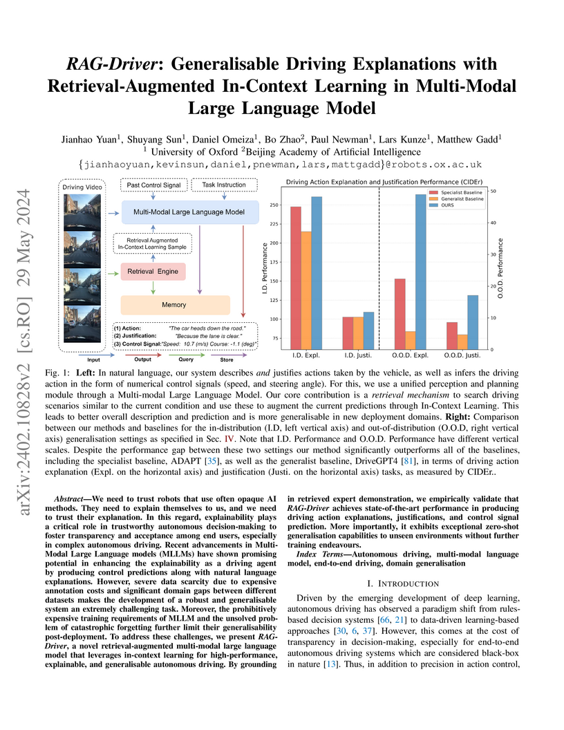RAG-Driver: Generalisable Driving Explanations with Retrieval-Augmented In-Context Learning in ...