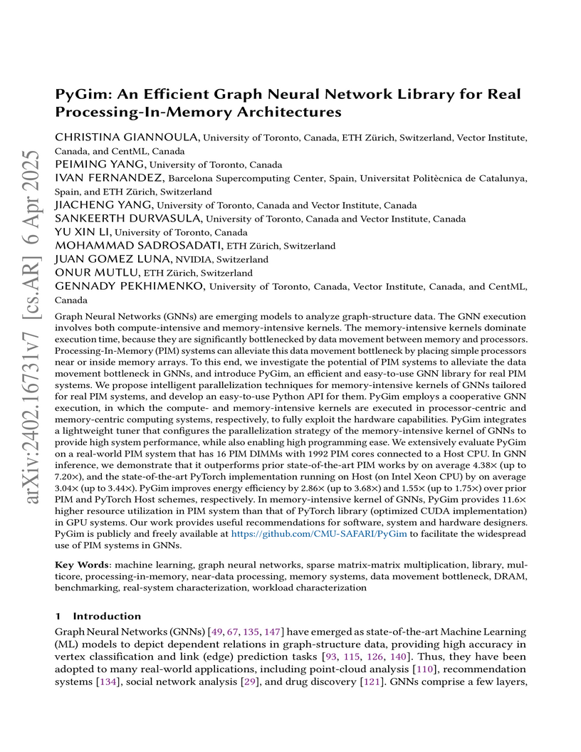 PyGim: An Efficient Graph Neural Network Library for Real Processing-In-Memory Architectures ...