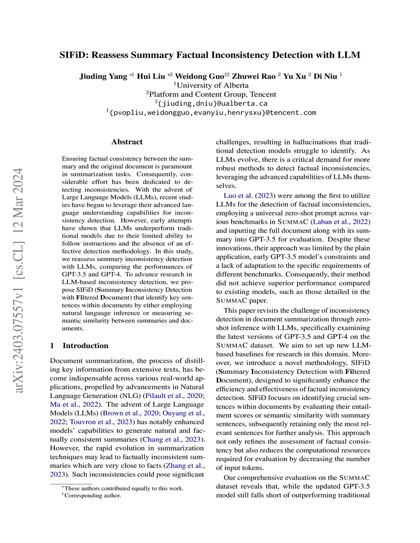 SIFiD: Reassess Summary Factual Inconsistency Detection with LLM | alphaXiv