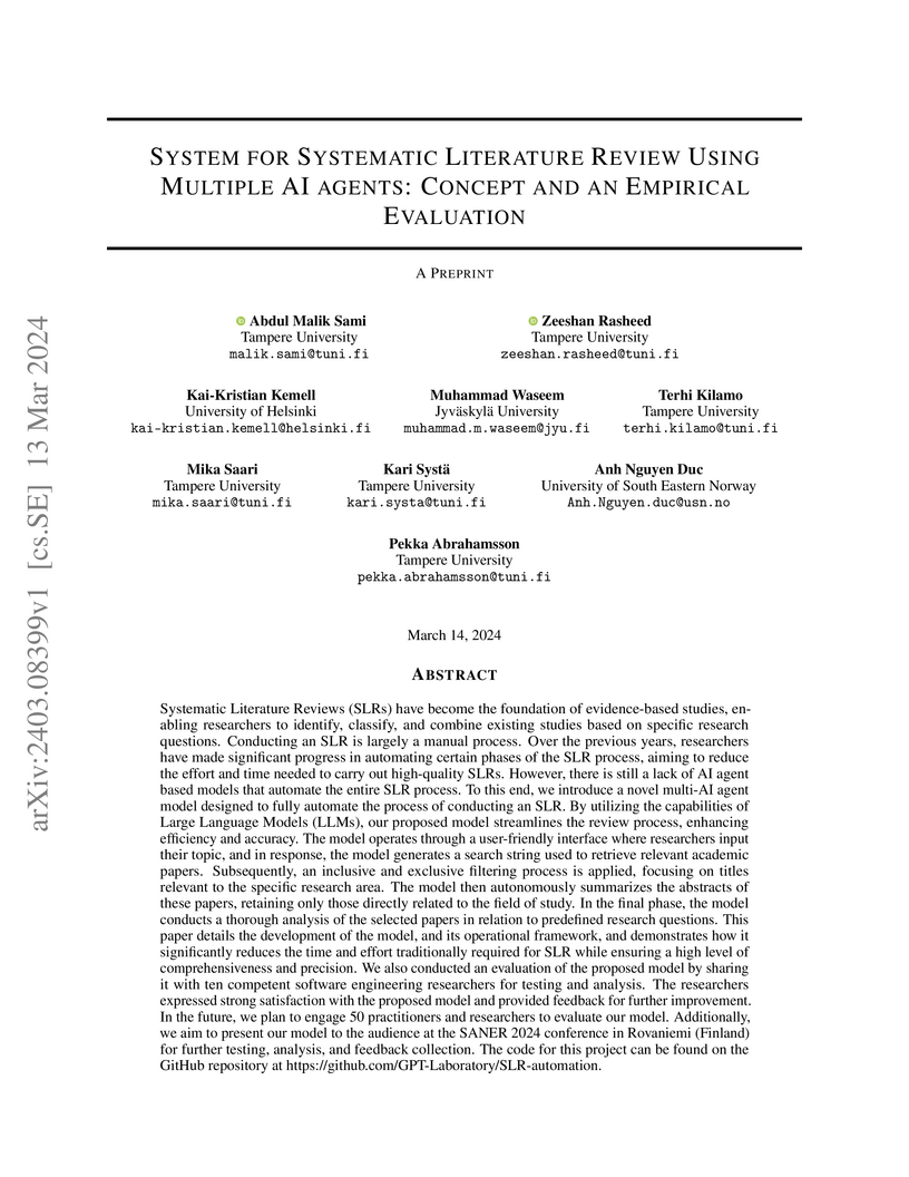 System for systematic literature review using multiple AI agents ...