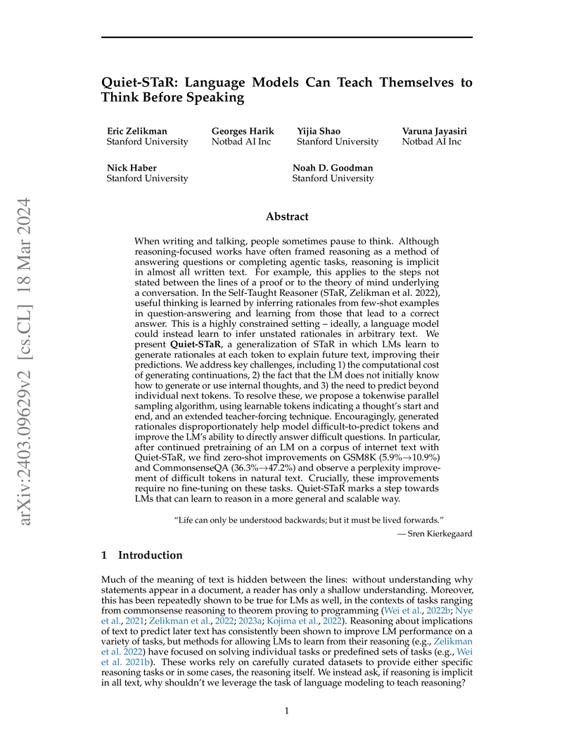 Quiet-STaR: Language Models Can Teach Themselves to Think Before ...
