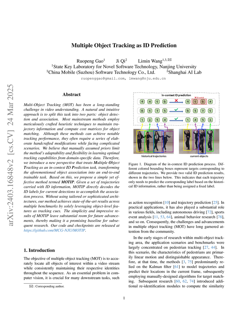 Multiple Object Tracking as ID Prediction | alphaXiv