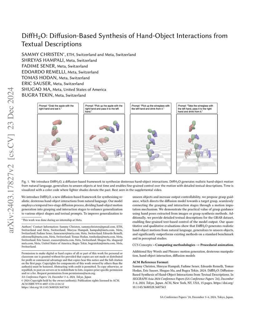 DiffH2O: Diffusion-Based Synthesis of Hand-Object Interactions from Textual Descriptions | alphaXiv