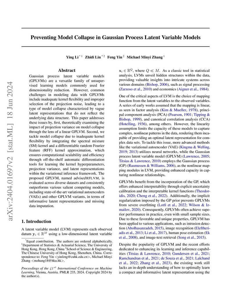 Preventing Model Collapse in Gaussian Process Latent Variable Models | alphaXiv