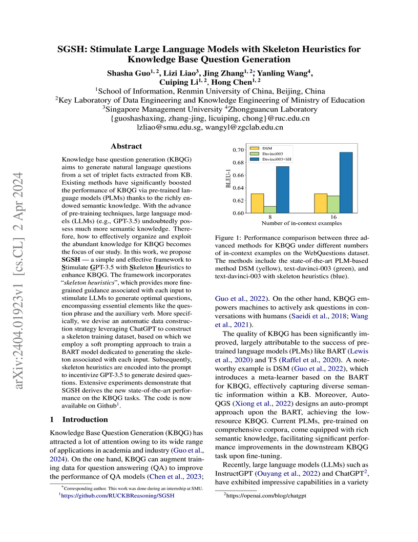 SGSH: Stimulate Large Language Models with Skeleton Heuristics for Knowledge Base Question ...