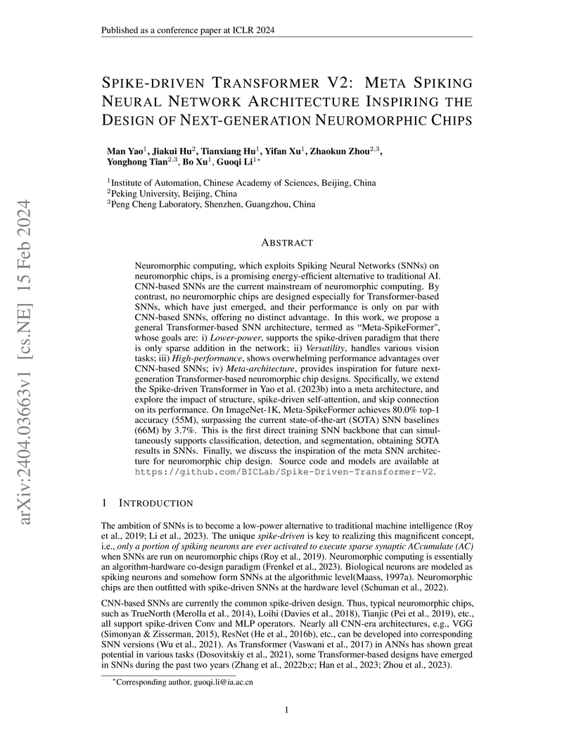 Spike-driven Transformer V2: Meta Spiking Neural Network Architecture Inspiring the Design of ...