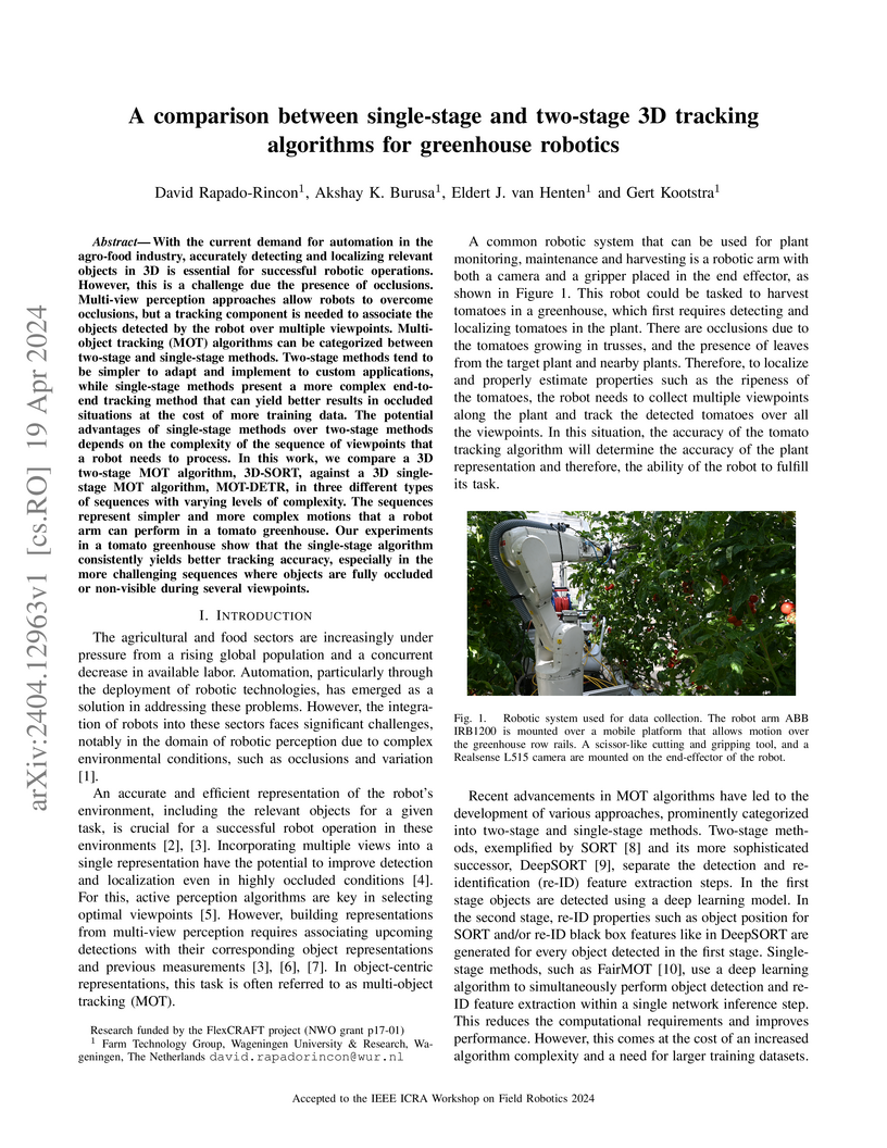A comparison between single-stage and two-stage 3D tracking algorithms for greenhouse robotics ...