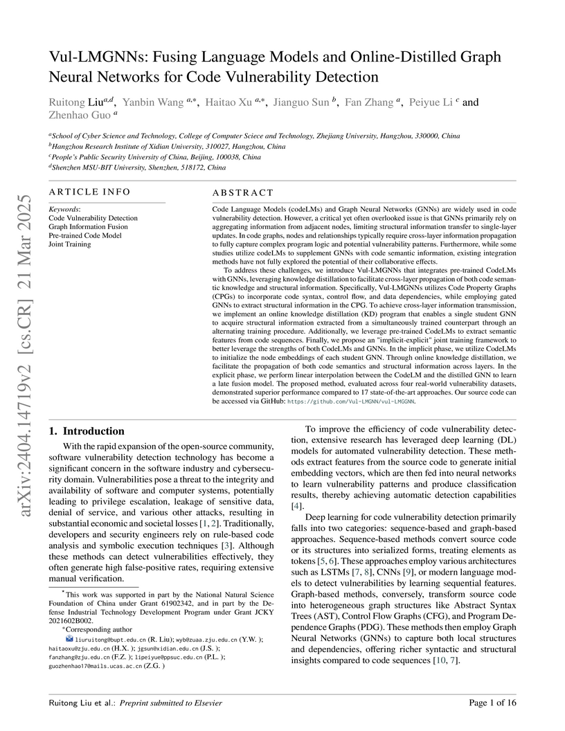 Vul-LMGNNs: Fusing language models and online-distilled graph neural networks for code ...