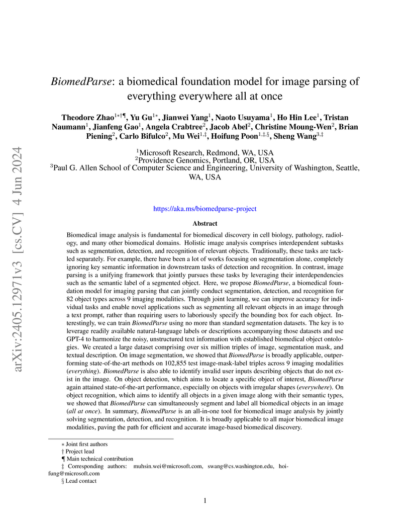 BiomedParse: a biomedical foundation model for image parsing of everything everywhere all at ...