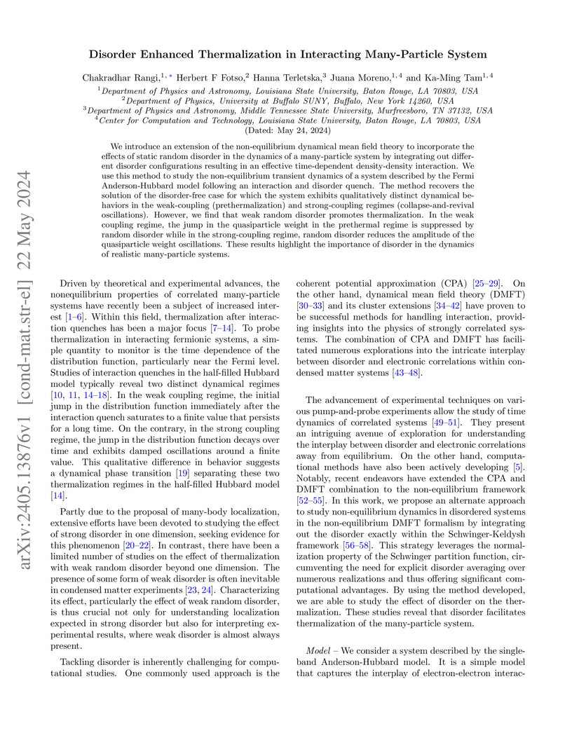 Disorder Enhanced Thermalization in Interacting Many-Particle System ...