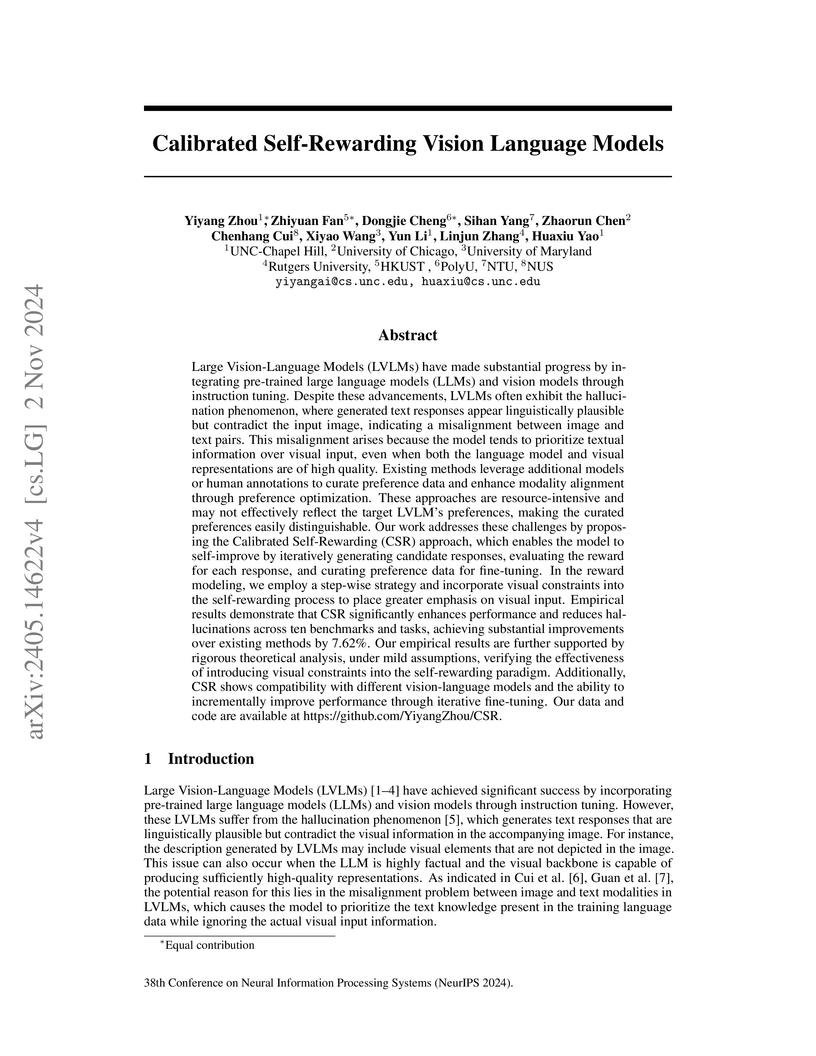 Calibrated Self-Rewarding Vision Language Models | alphaXiv