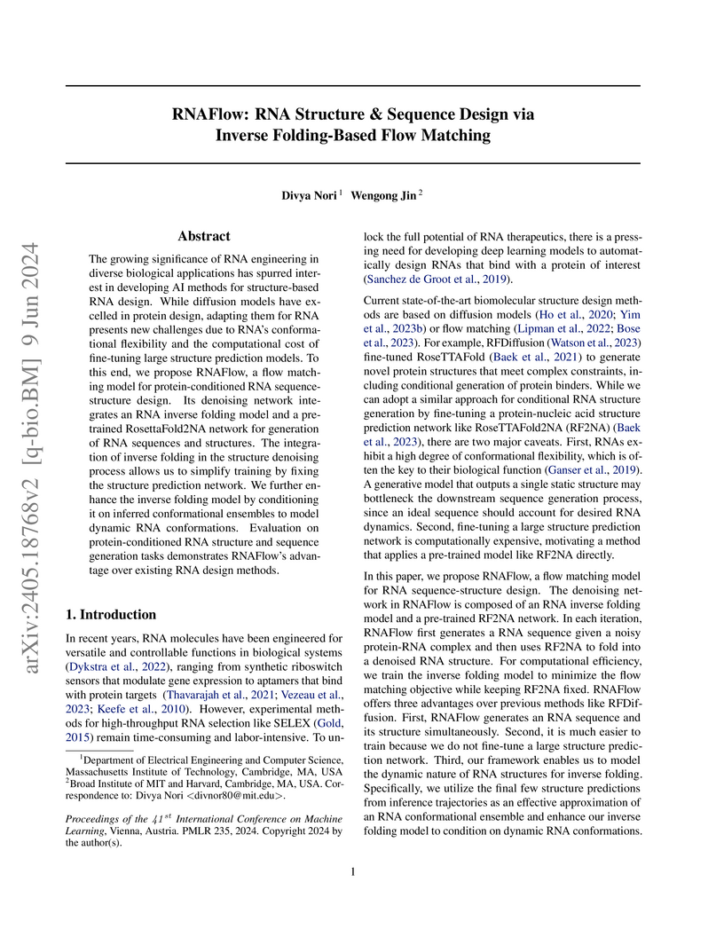 RNAFlow: RNA Structure & Sequence Design via Inverse Folding-Based Flow Matching | alphaXiv