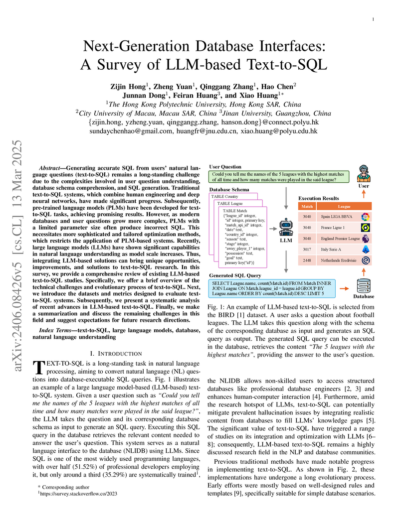 Next-Generation Database Interfaces: A Survey of LLM-based Text-to-SQL | alphaXiv