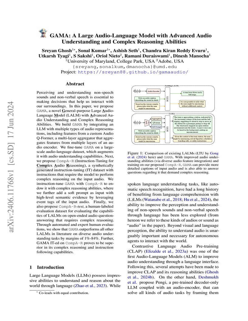 GAMA: A Large Audio-Language Model with Advanced Audio Understanding and Complex Reasoning ...