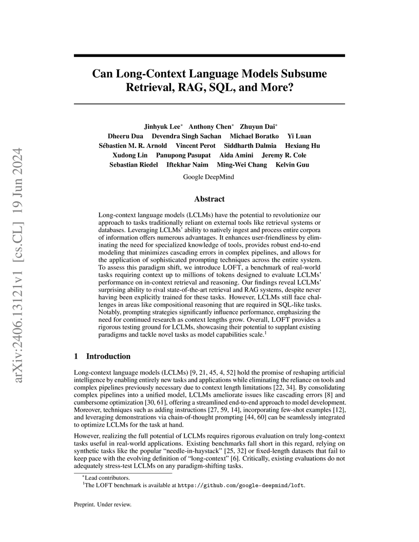 Can Long-Context Language Models Subsume Retrieval, RAG, SQL, and More ...