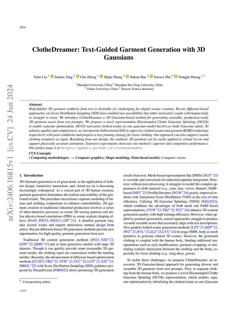 ClotheDreamer: Text-Guided Garment Generation with 3D Gaussians | alphaXiv